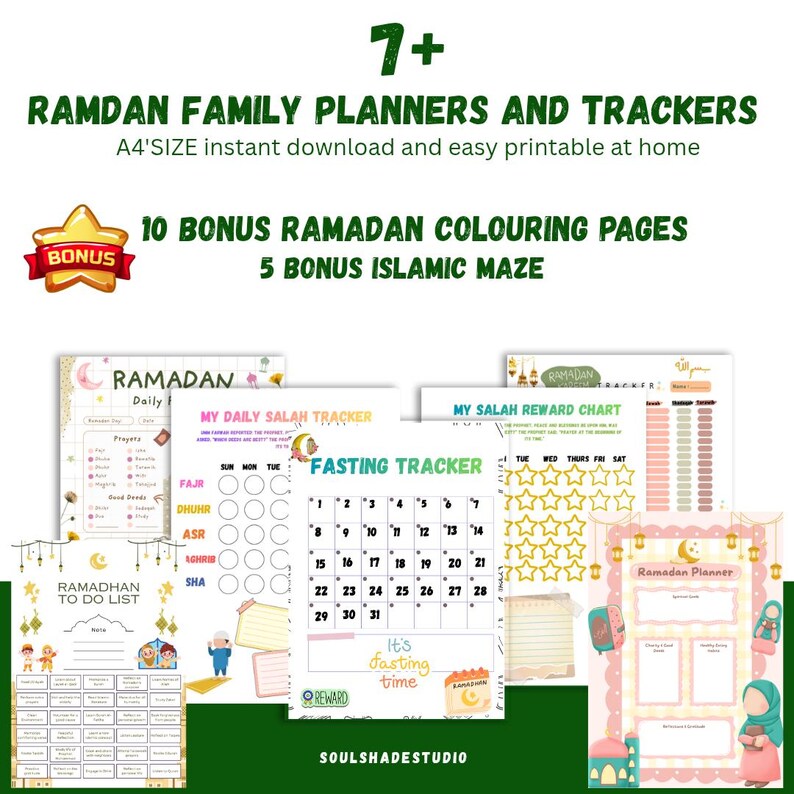 Ramadan Activity Planner Bundle: Kids Colouring Pages, Islamic Mazes ...