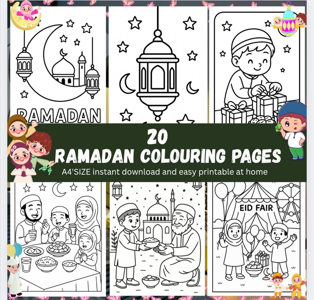 20 Ramadan Coloring Pages for Kids | Islamic Printable Sheets (A4) - Etsy