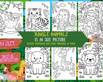 Jungle Animal Coloring Pages: Safari Party Activity (printable PDF ...