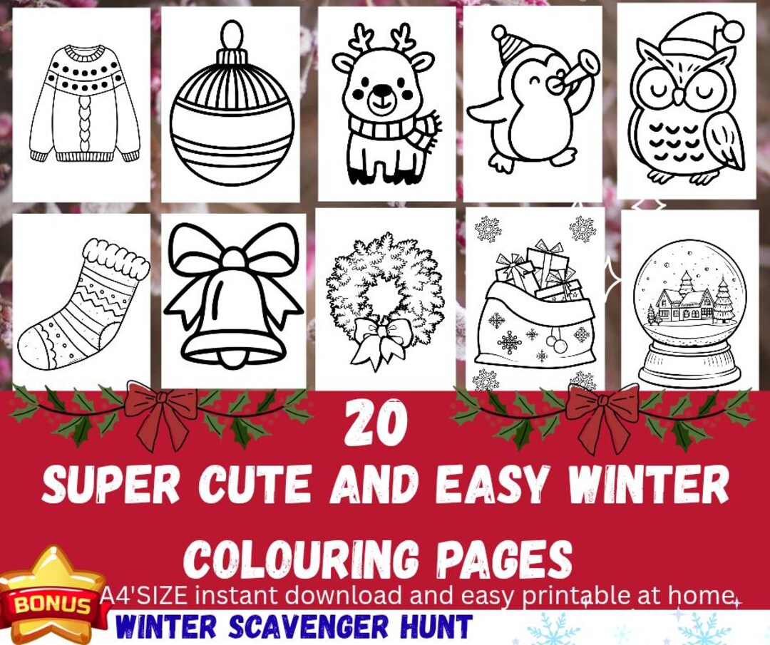 20 Winter Coloring Pages for Kids, Kids Winter Coloring Book, Winter ...