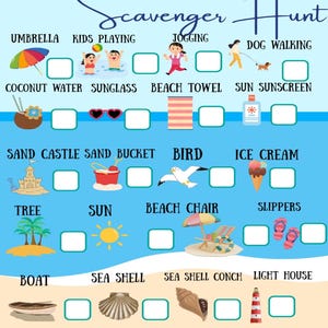 Beach Scavenger Hunt Printable: Kids' Summer Activity (PDF Download A4 ...