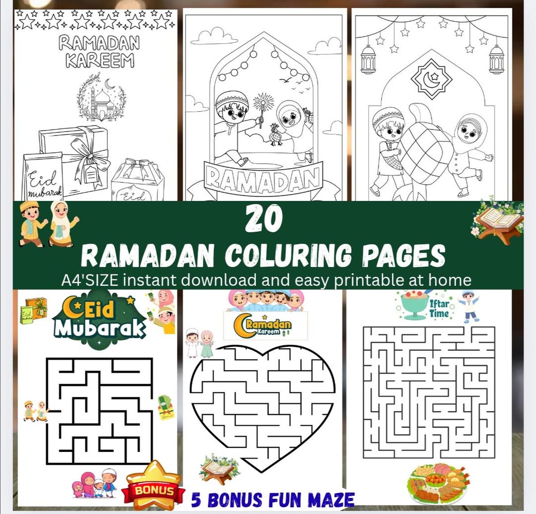 Ramadan Coloring Pages for Kids | Islamic Printable Sheets (A4) - Etsy