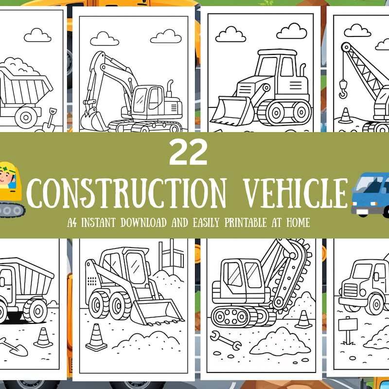 Coloring Pages Pdf Excavator - Etsy UK