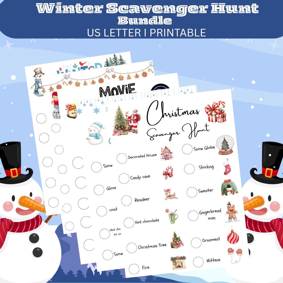 Winter Scavenger Hunt Printable Bundle | Christmas Movie Night ...