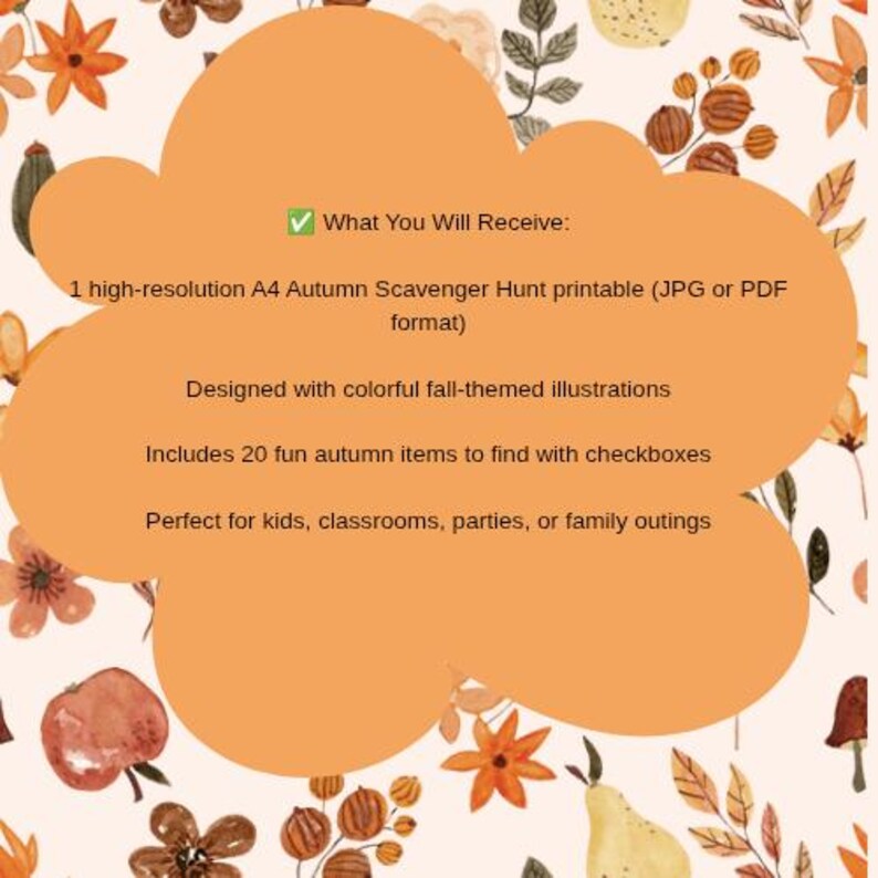 Autumn Nature Scavenger Hunt: Outdoor Kids Activity (PDF Printable A4 ...