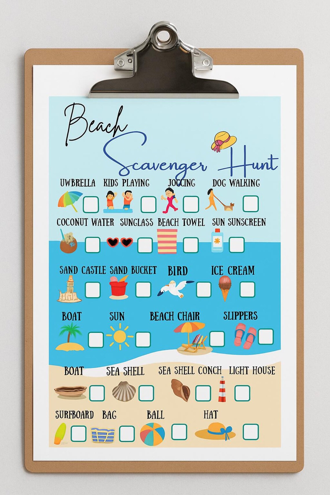 Beach Scavenger Hunt Printable: Kids' Summer Activity (PDF Download A4 ...