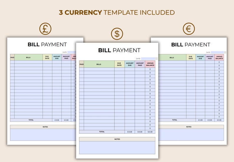 Simple Printable & Editable Bill Payment Tracker – Monthly Bill ...