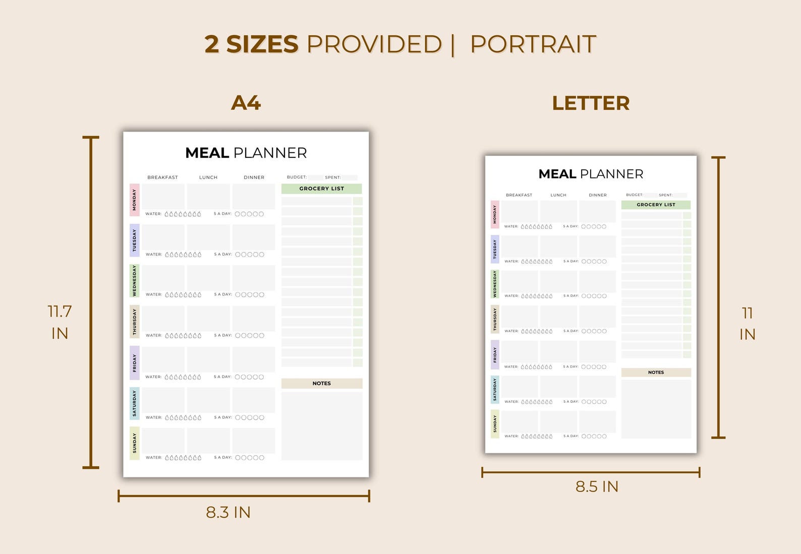Weekly Meal Planner Digital & Printable, Editable PDF Meal Plan ...