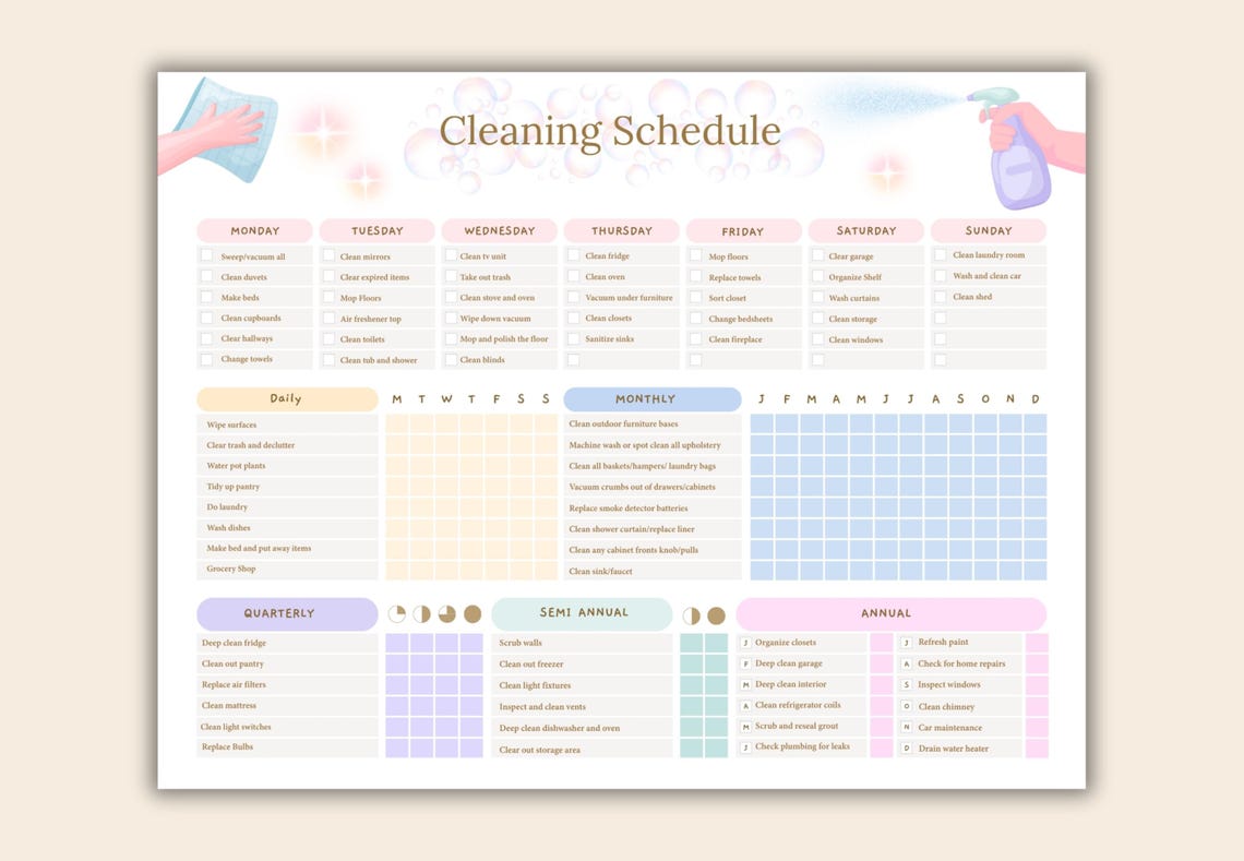 Editable Cleaning Planner PDF | Printable Chore Chart and House ...