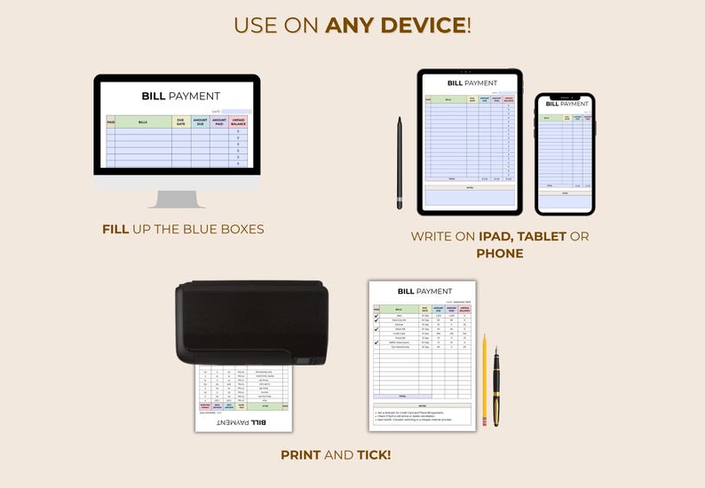Simple Printable & Editable Bill Payment Tracker – Monthly Bill ...