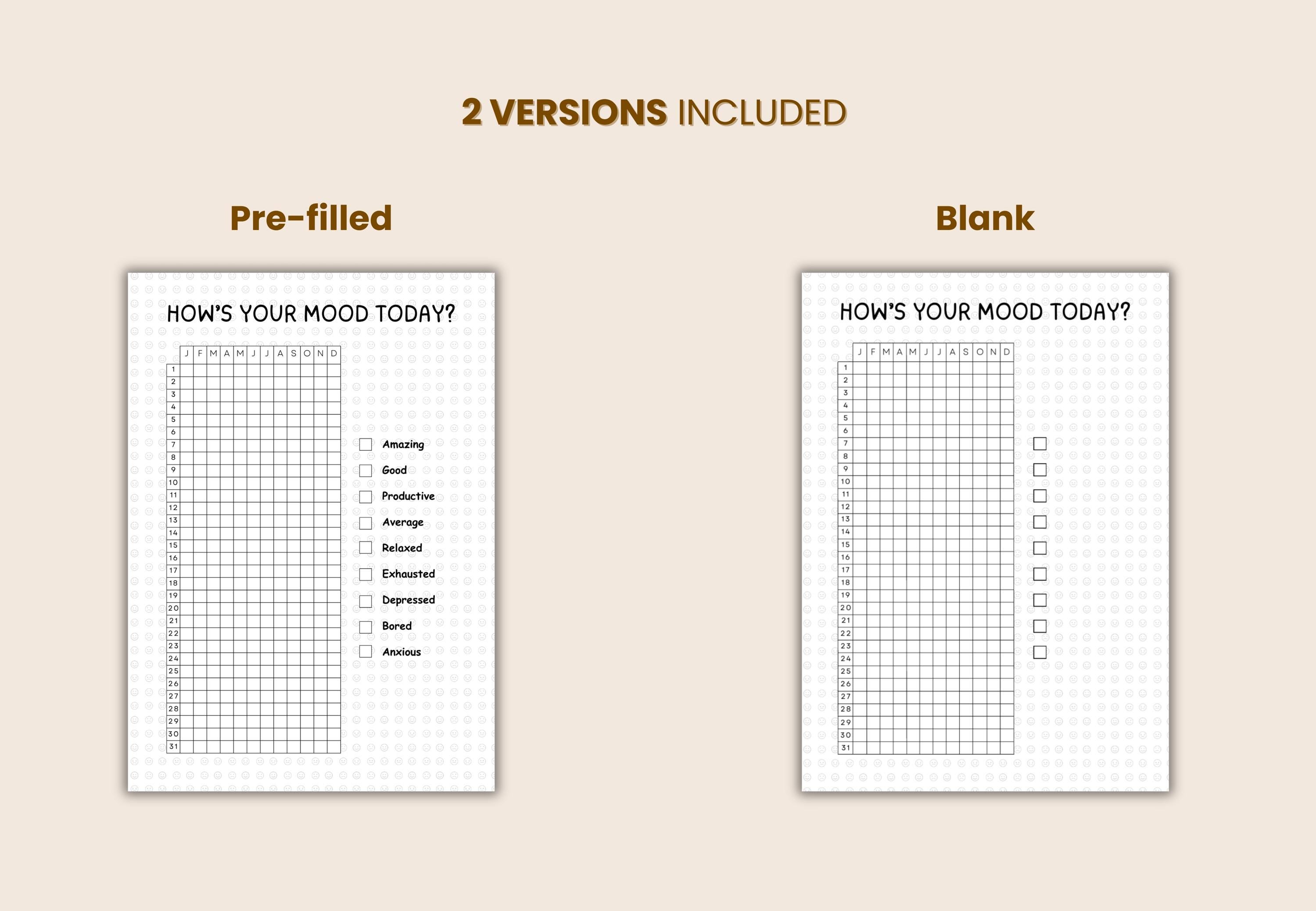 Printable Daily Mood Tracker: Simple Emotion Journal (PDF Download A4 ...