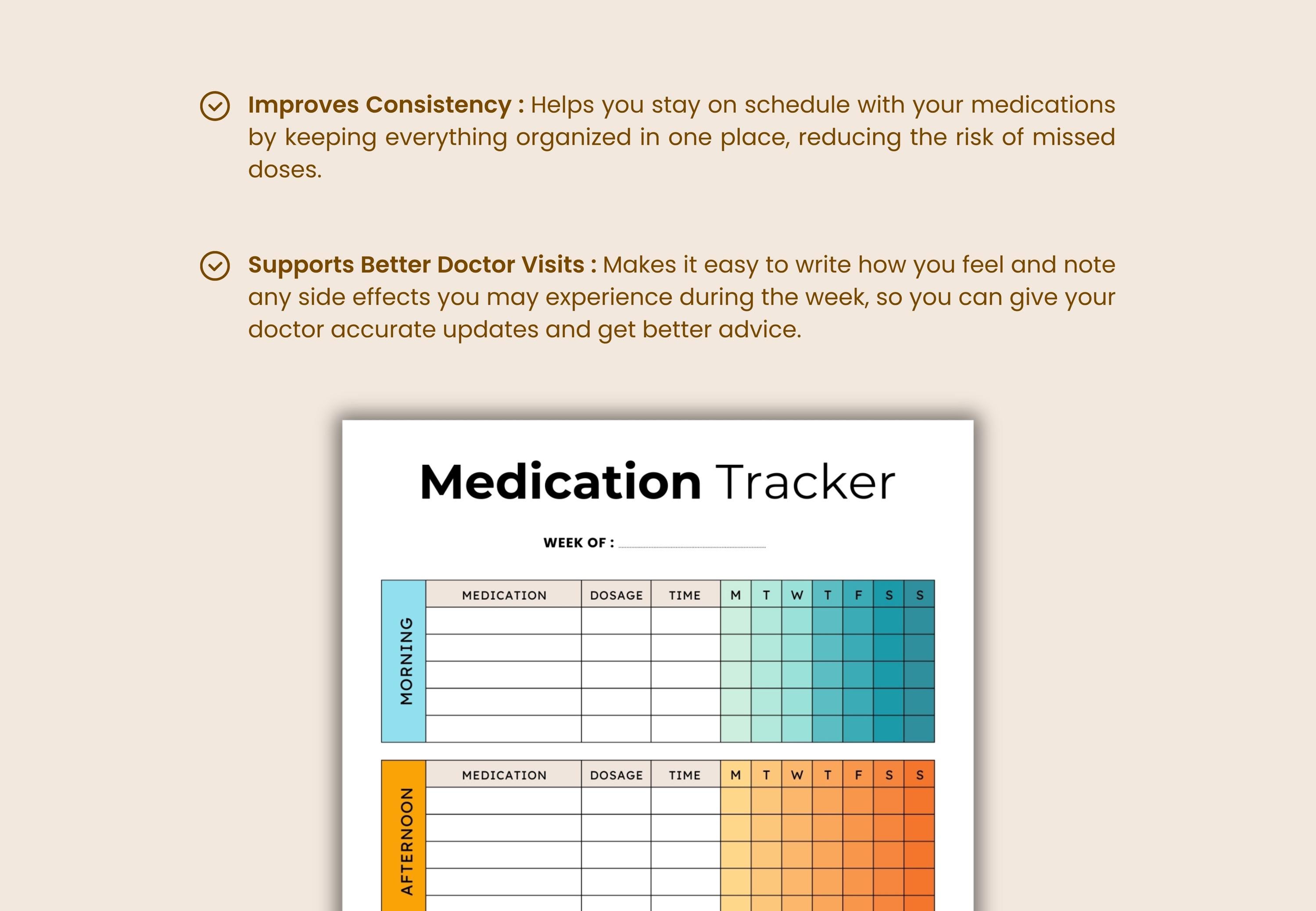 Printable Medication Tracker Log | Daily Medicine Intake Sheet for ...