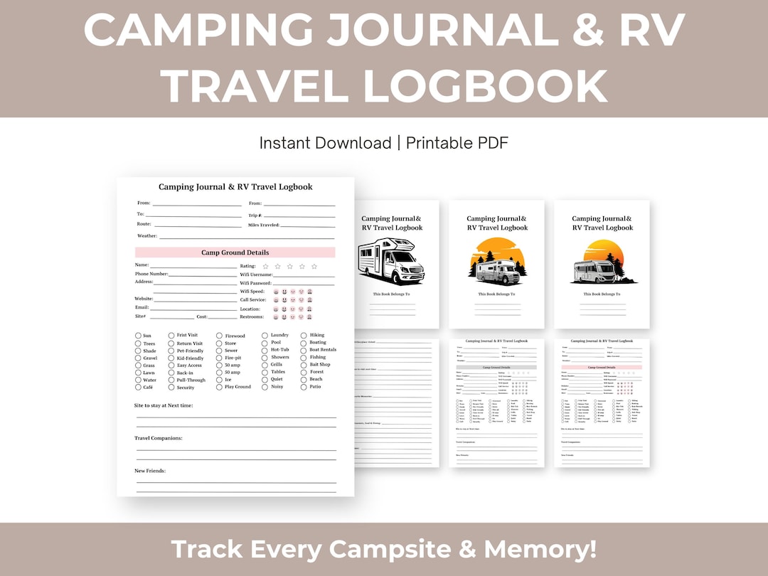 Camping Journal and RV Travel Logbook | Printable Camper Diary | Track ...
