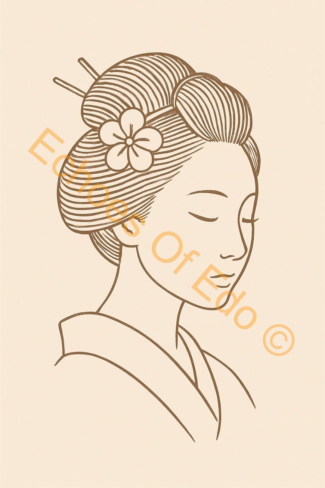 Minimalist Geisha Portrait – Japanese Line Drawing Wall Art - Etsy