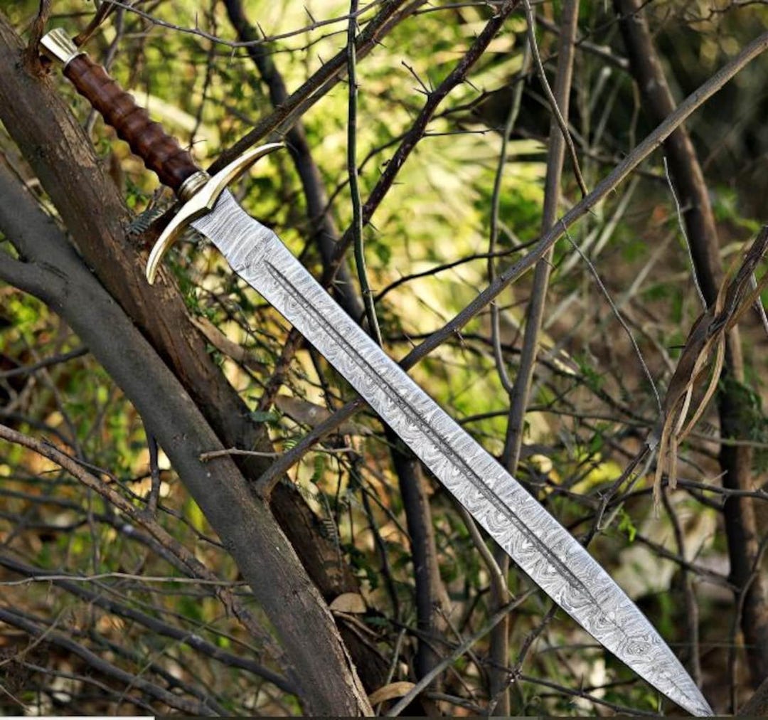 Damascus Steel Viking Sword: Medieval Full Tang Groomsmen Gift - Etsy