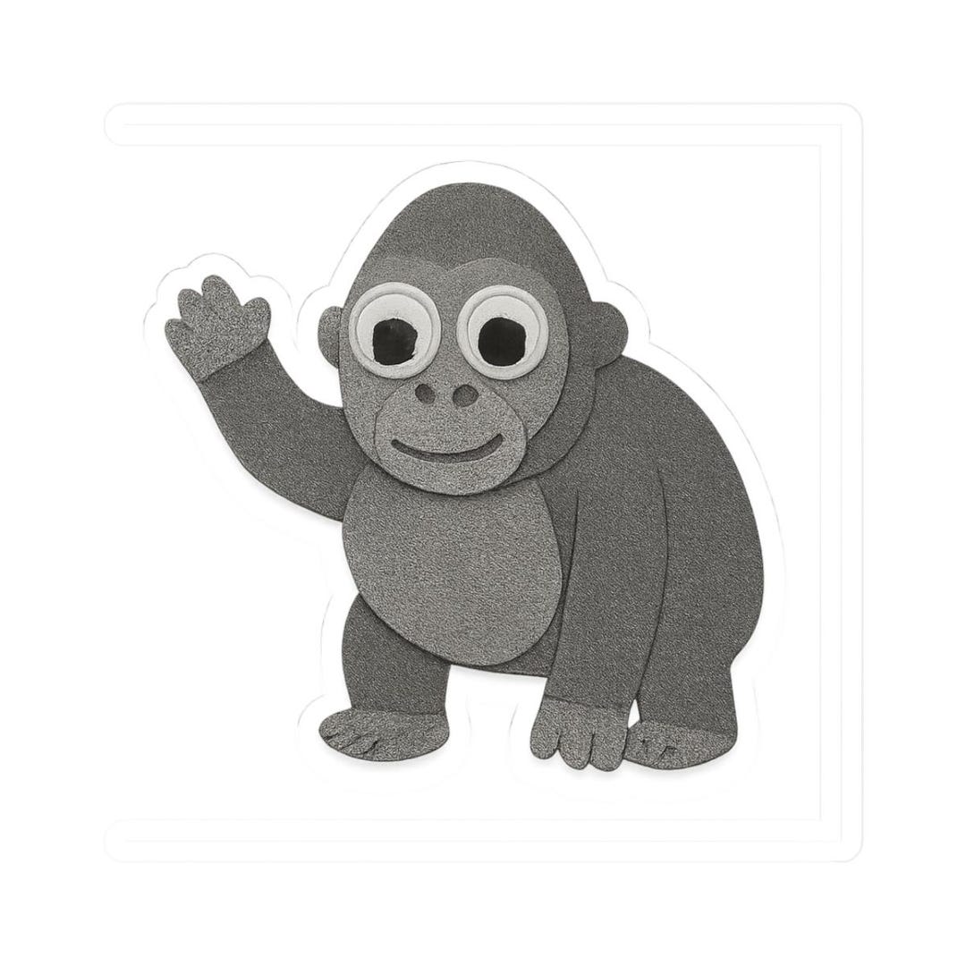 Kiss-cut Stickers - Paper Cut Effect Gorilla Sticker With Googly Eyes ...