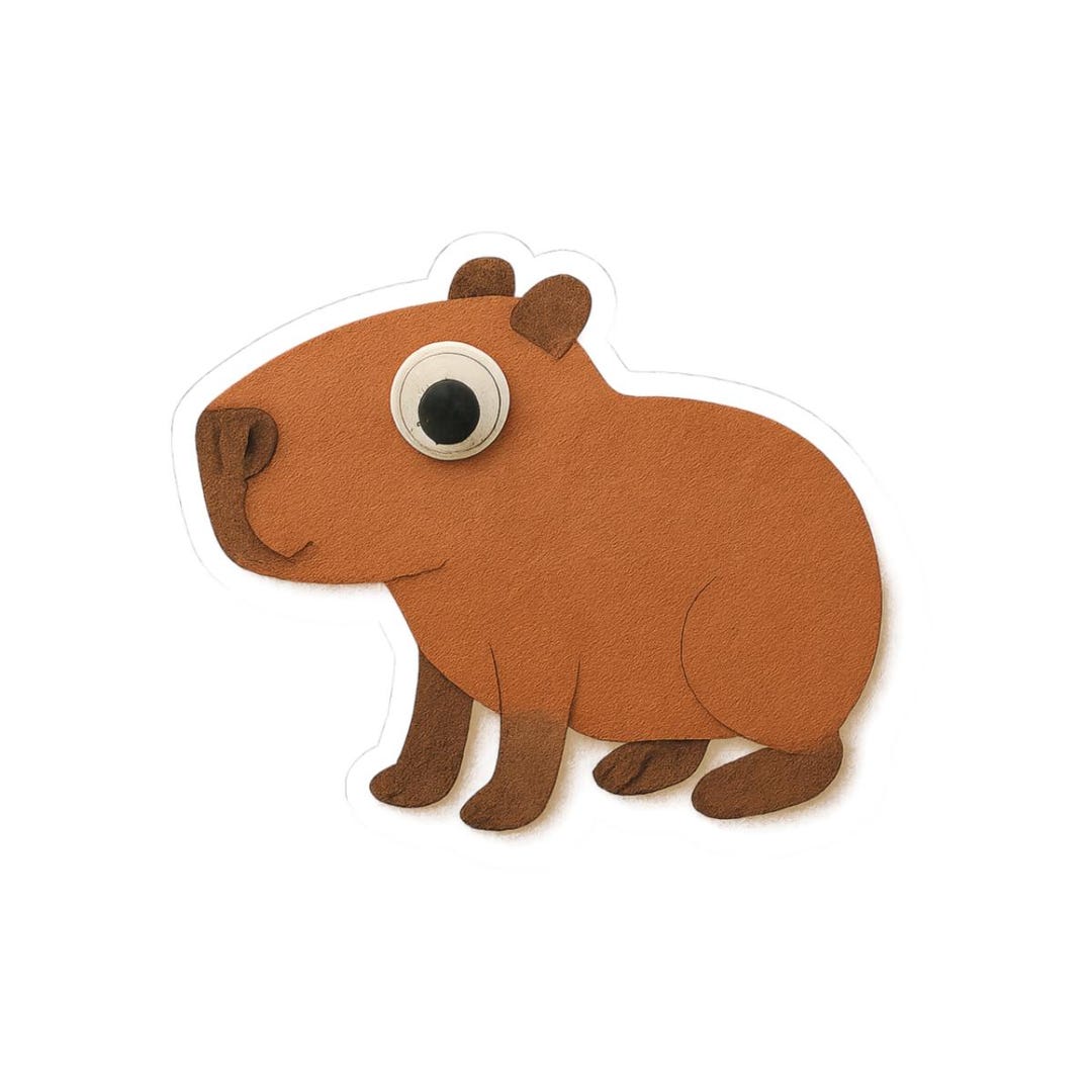 Cute Capybara With Googly Eyes Sticker | Adorable Animal Sticker ...