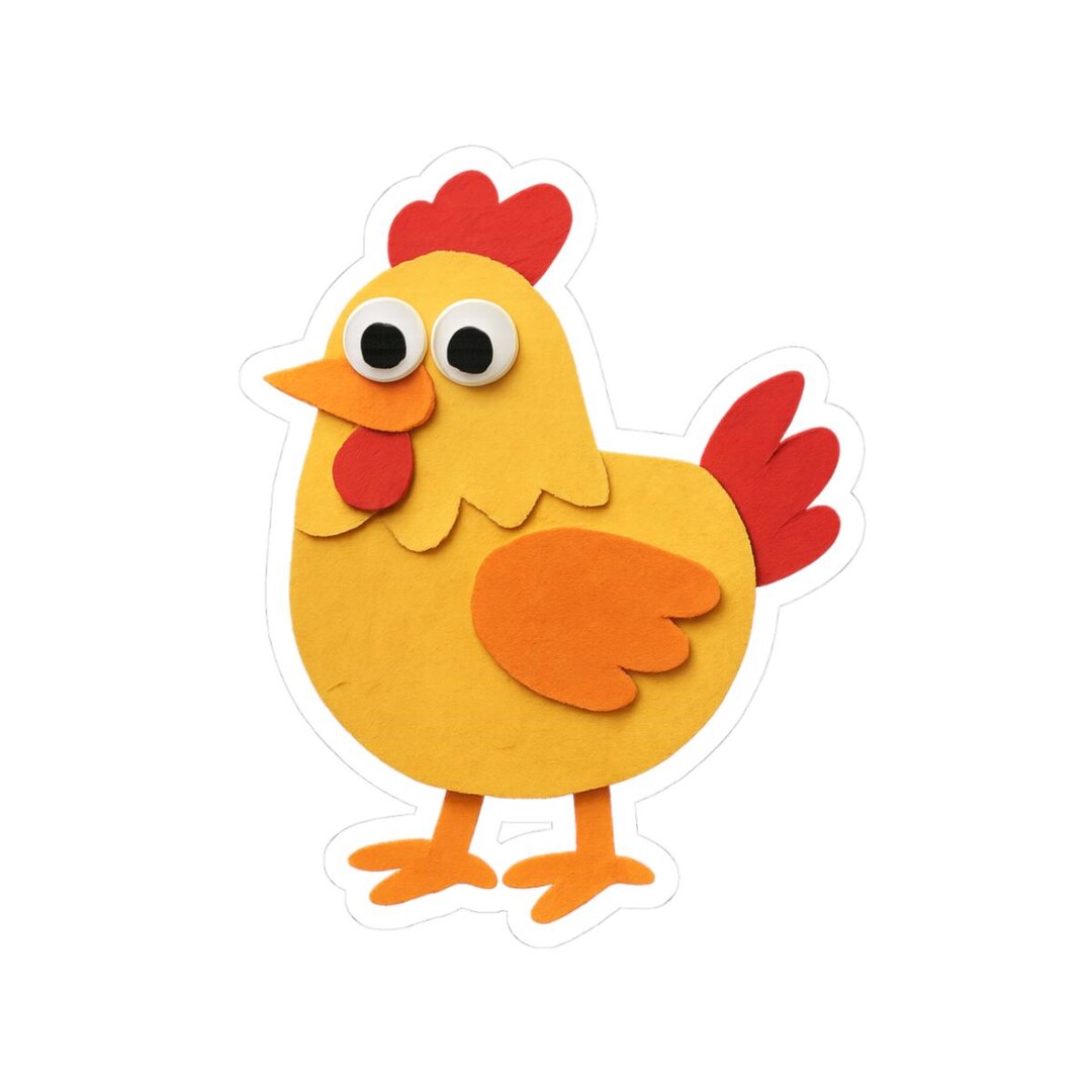 Kiss-cut Stickers - Paper Cut Effect Chicken Sticker, Chicken With ...