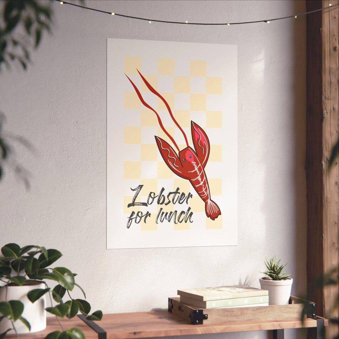 Artistic Lobster Posters, Nautical Kitchen Decor, Coastal Wall Art ...