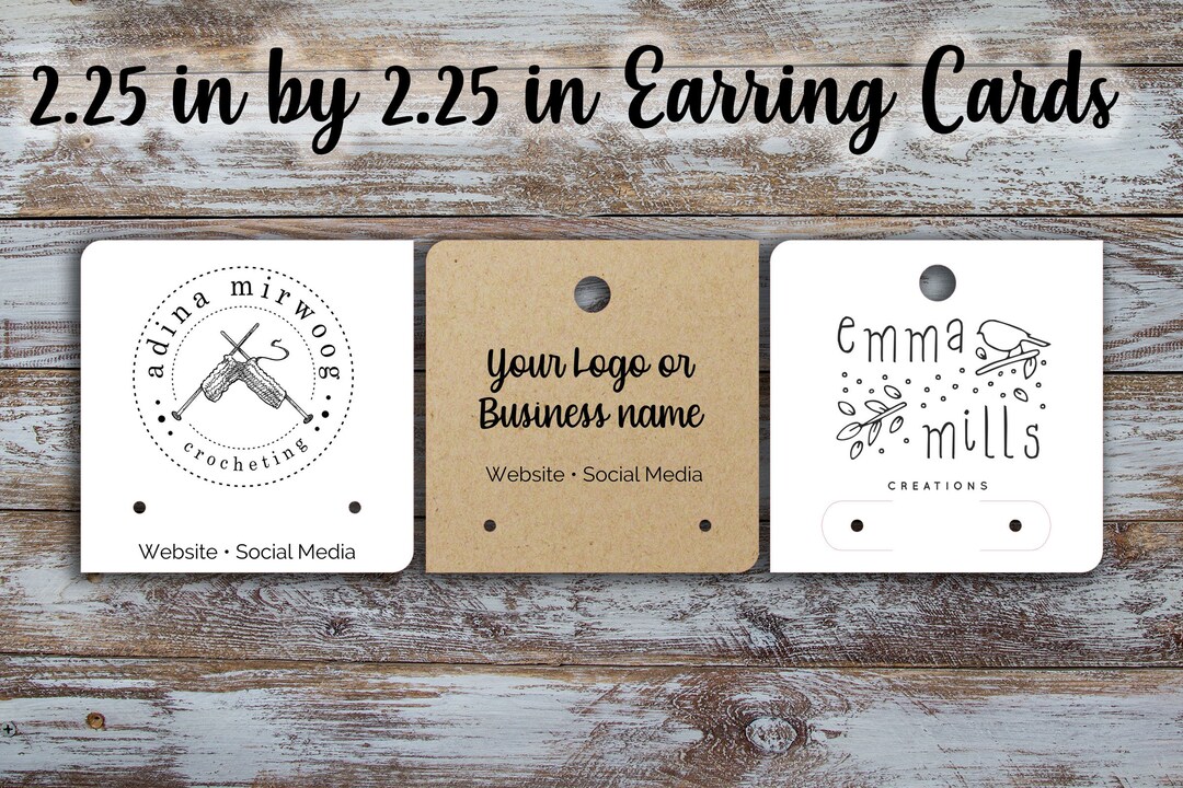 Custom Hanging Mini Earring Cards 2.25 Inches by 2.25 Inches, Earring ...