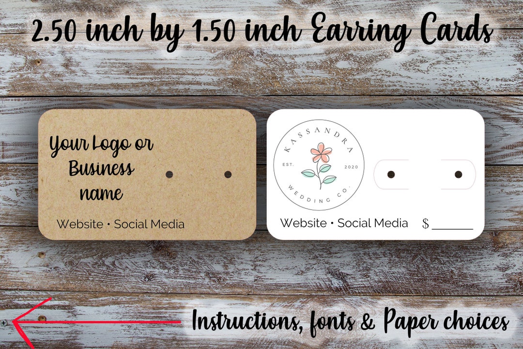 Custom Earring Display Cards: Logo, Post/hook - (2.50x1.50in) - Etsy