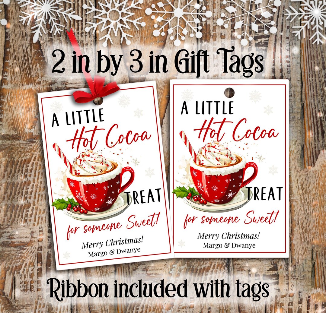 Custom Hot Cocoa Tags With Ribbon, Custom Gift Tags for Christmas ...