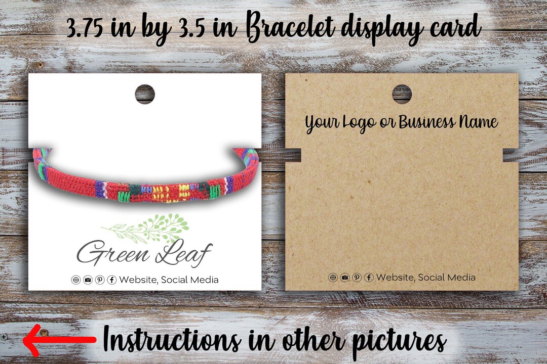 Custom Bracelet Cards 3.75 Inches by 3.50 Inches, Bracelet Display ...