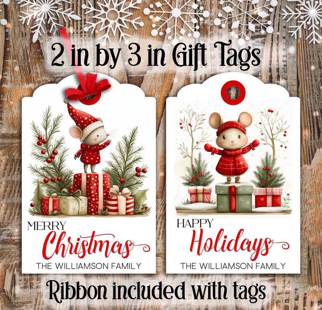 Custom Christmas Tags With Ribbon, Set of 2 Different Custom Gift Tags ...