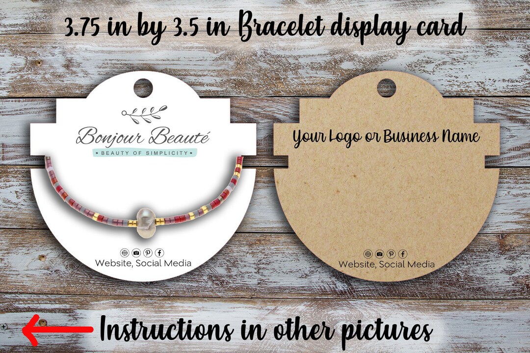 Custom Bracelet Cards 3.75 Inches by 3.50 Inches, Bracelet Display ...