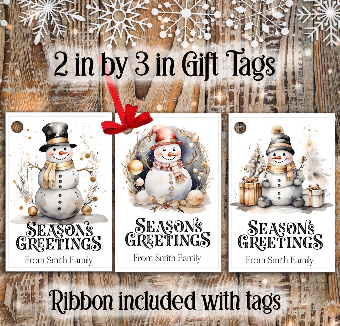 Custom Christmas Tags With Ribbon, Set of 3 Different, Custom Gift Tags ...