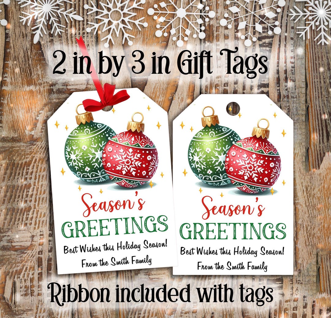 Custom Christmas Tags With Ribbon, Custom Gift Tags for Christmas ...
