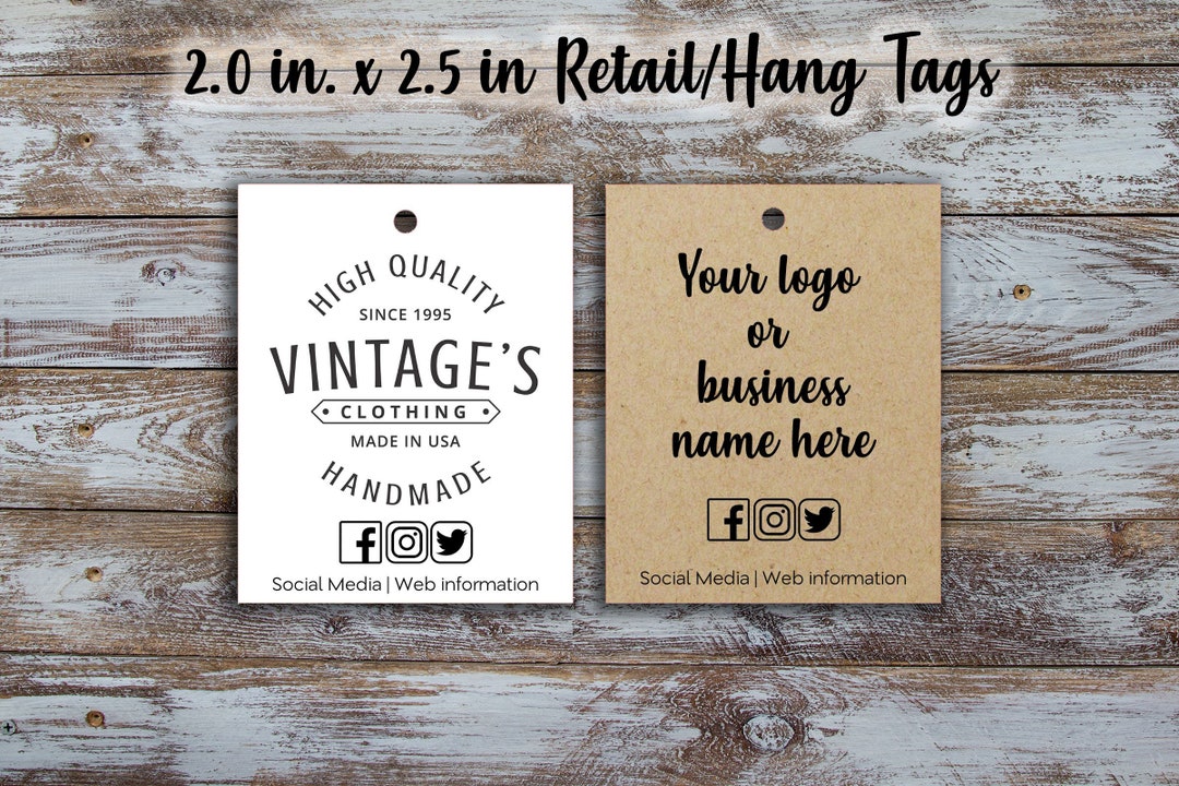 Custom Retail Tags 2.0 Inches by 2.50 Inches, Retail Tags, Clothing Tag ...