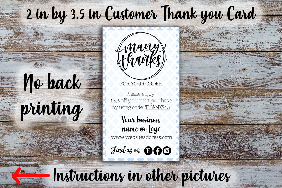 Customer Thank You Cards 2 Inches by 3.5 Inches, Rectangle Shape ...