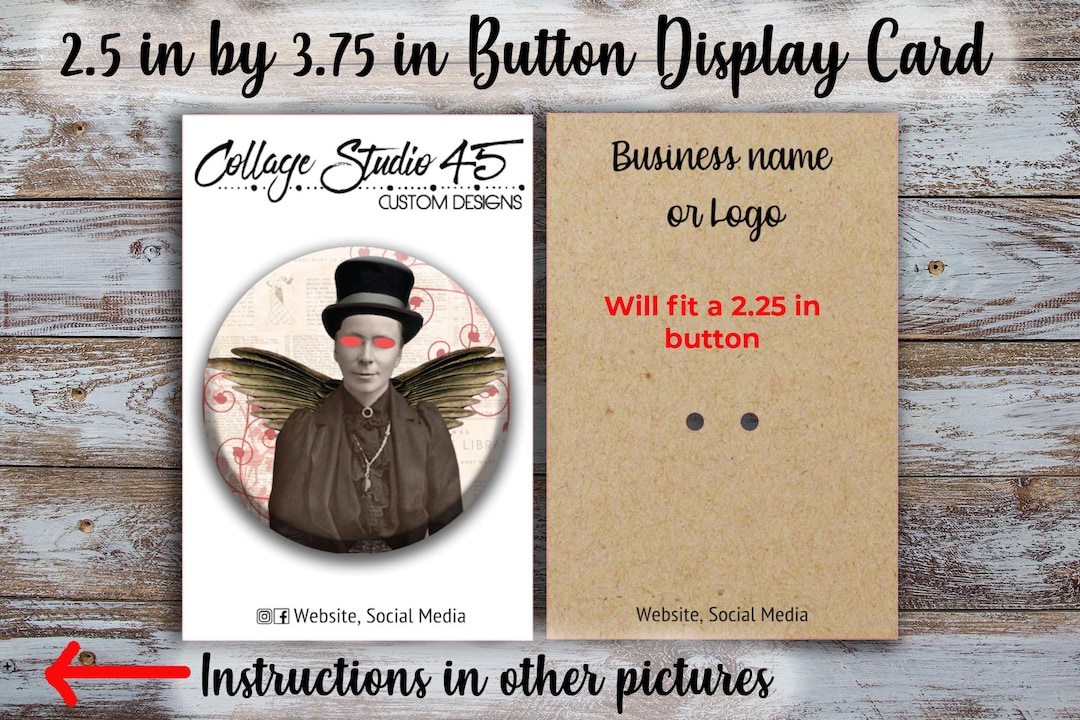 Custom Logo Button Display Cards: 2.5x3.75 In, 2.25 Button Size - Etsy