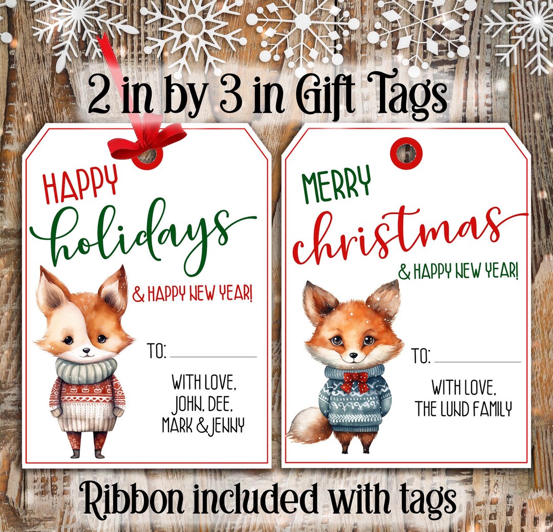 Custom Christmas Tags With Ribbon, Set of 2 Different Custom Gift Tags ...