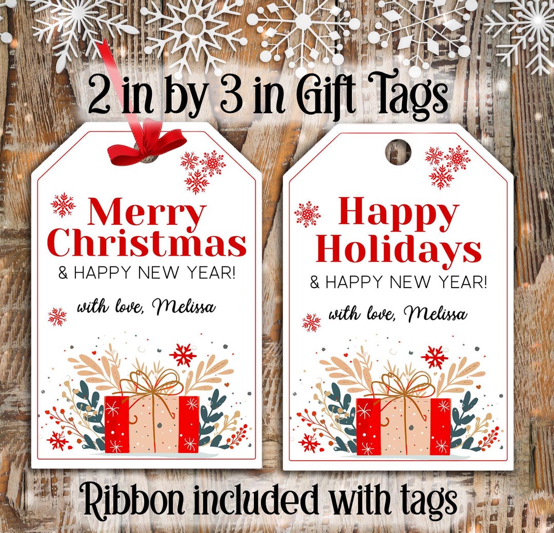 Custom Christmas Tags With Ribbon, Custom Gift Tags for Christmas ...