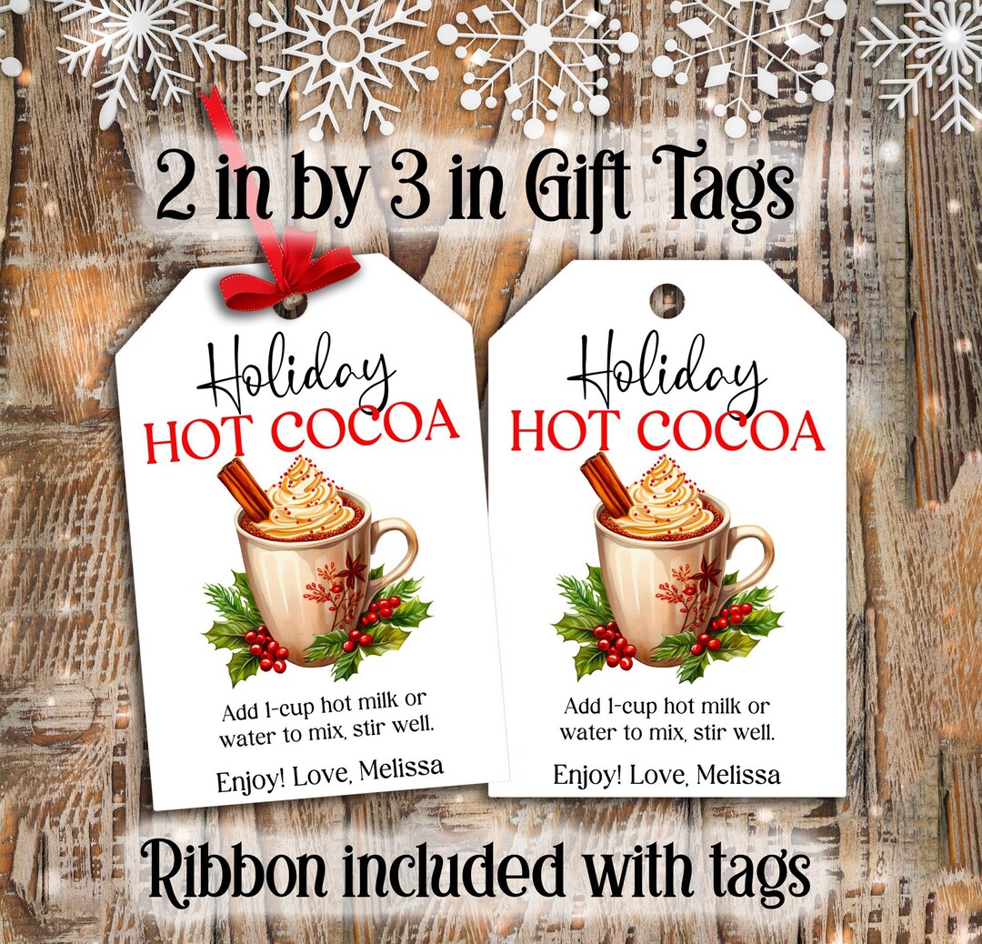 Custom Hot Cocoa Tags With Ribbon, Custom Gift Tags for Christmas ...