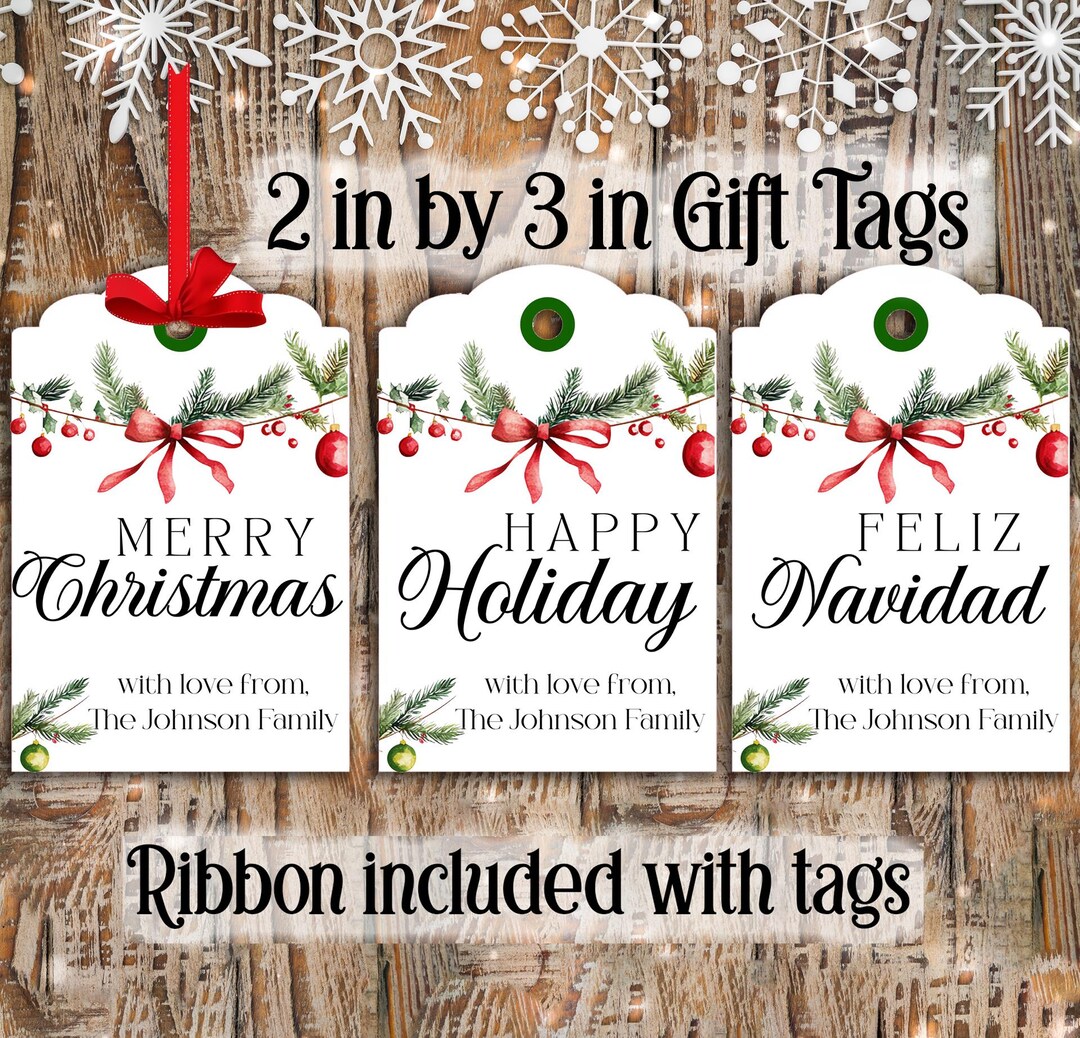 Custom Christmas Tags With Ribbon, Custom Gift Tags for Christmas ...