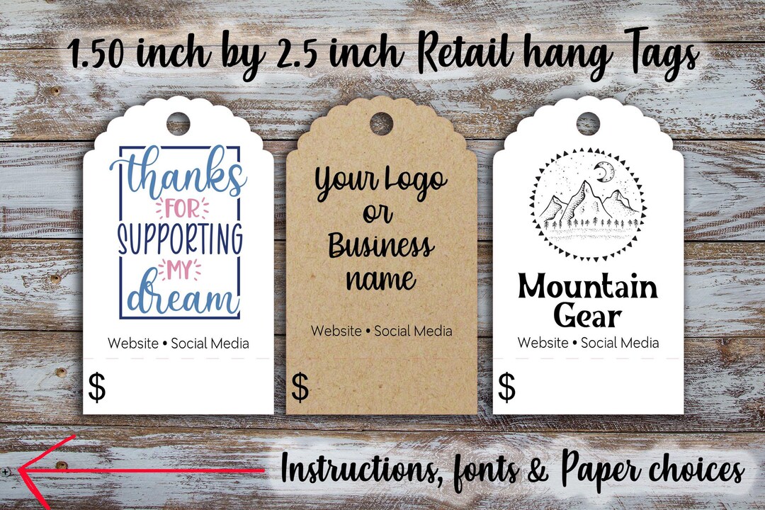 Custom Retail Tags 1.5 Inches by 2.50 Inches, Retail Tags, Clothing Tag ...