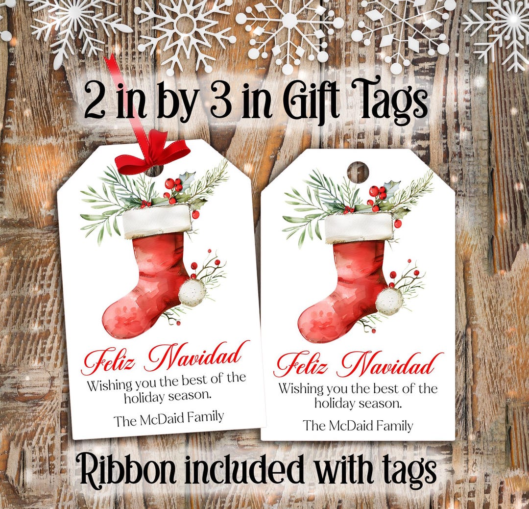Custom Christmas Tags With Ribbon, Custom Gift Tags for Christmas ...