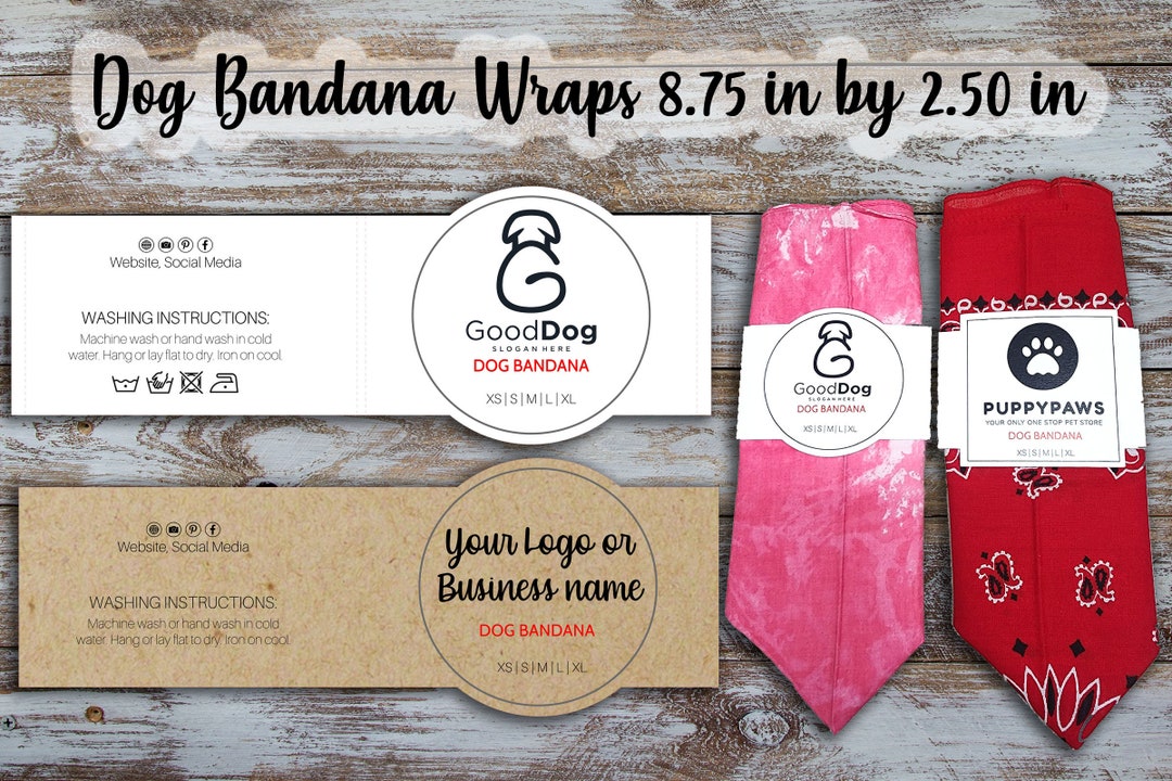 Custom Dog Bandana Wraps: Logo Display, 8.75 X 2.5 Inches - Etsy