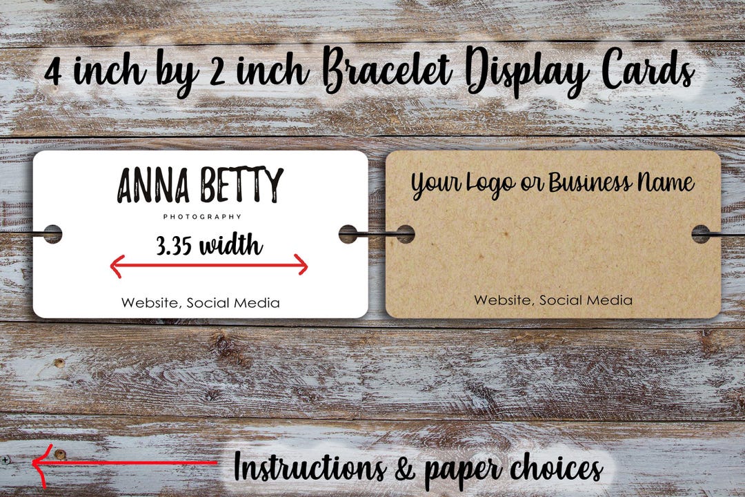 Custom Bracelet Display Card, 4 Inches by 2 Inches, Jewelry Card ...