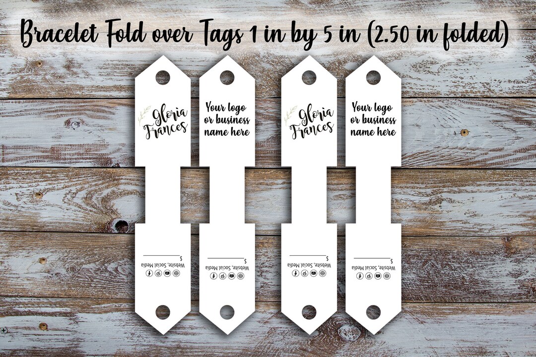 Custom Bracelet Fold Over Tags, 1 Inches by 5 Inch, Hanging Tag ...