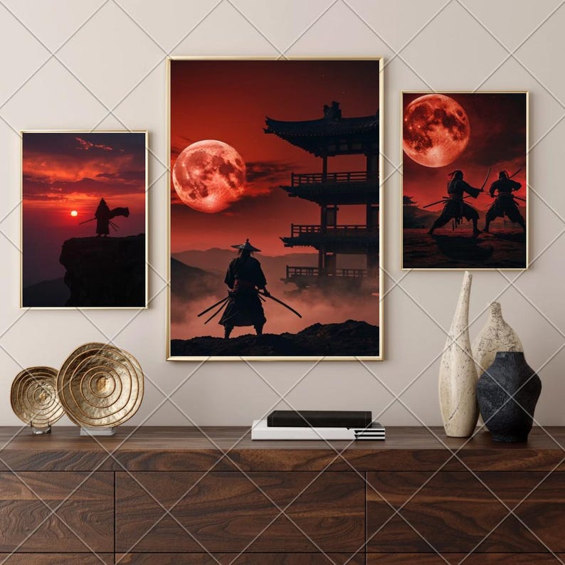 Samurai Printable Wall Art – Set of 5 Japanese Warrior Posters ...