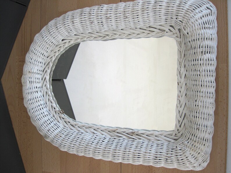 Vintage Wicker Mirror Bathroom Bedroom Vanity Wall Decor - Etsy