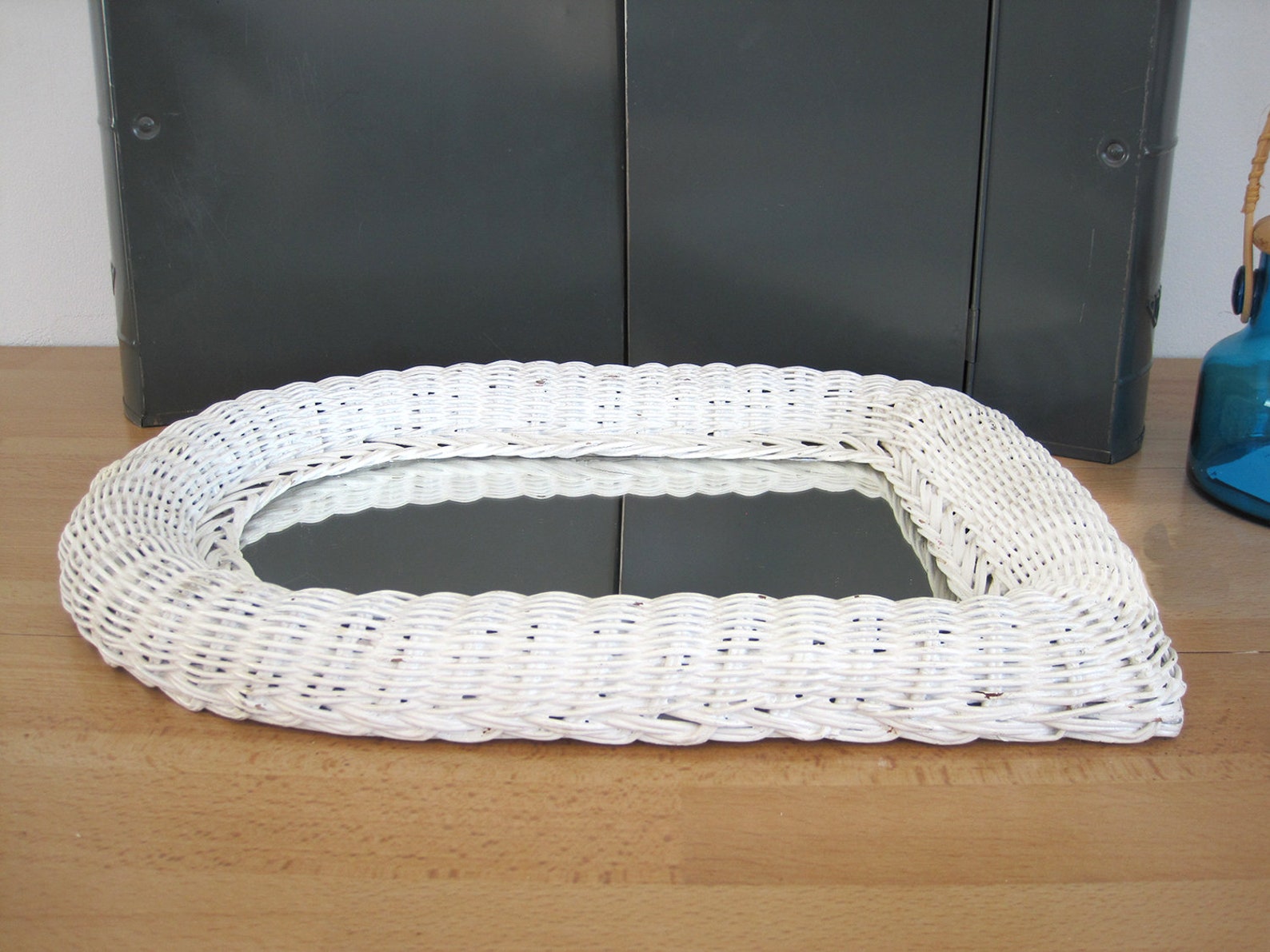 Vintage Wicker Mirror Bathroom Bedroom Vanity Wall Decor - Etsy