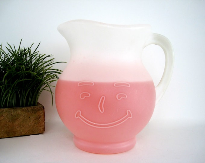 Vintage Kool Aid Pitcher White Smiling Face 1984 and Clear - Etsy