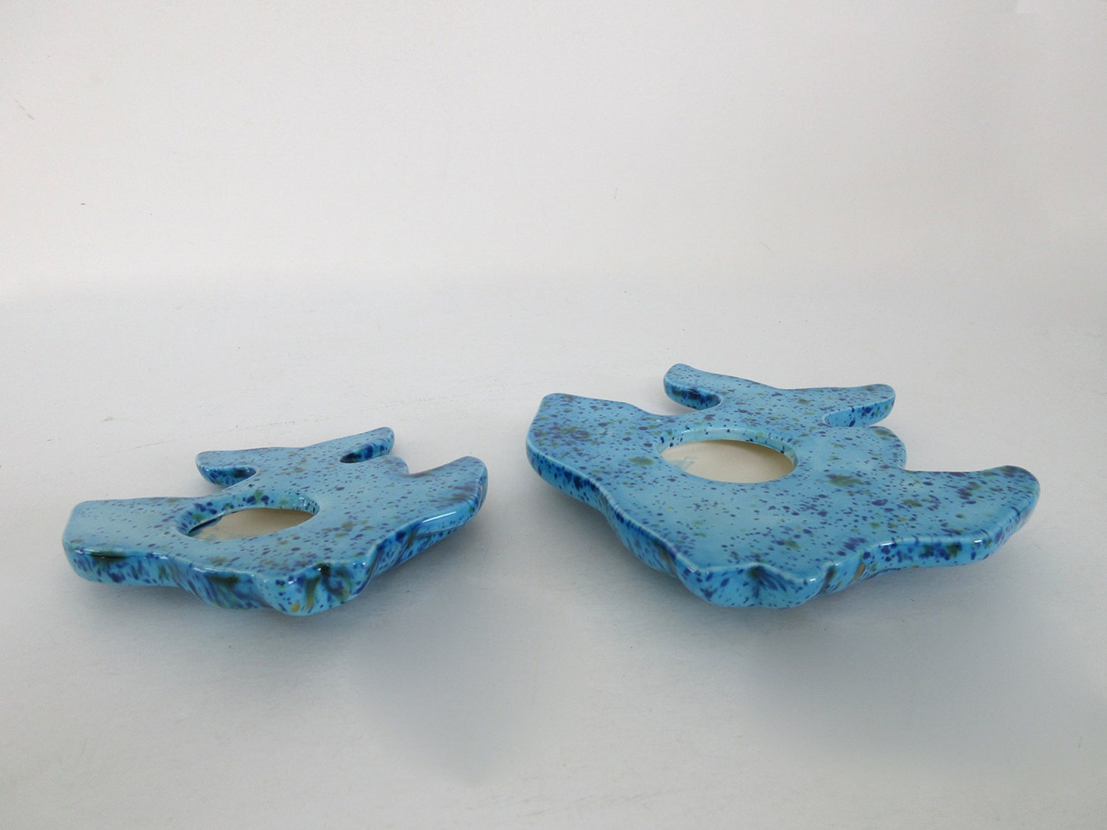Fish Chalkware Wall Plaque Pair Speckled Aqua Blue Mid Century - Etsy