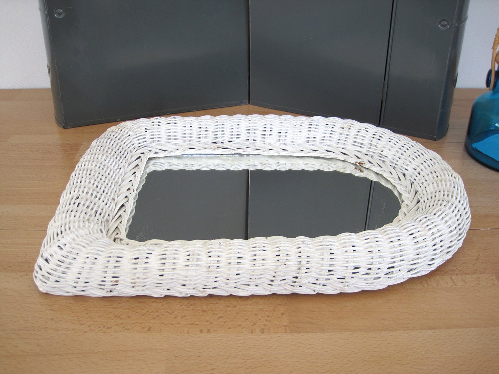 Vintage Wicker Mirror Bathroom Bedroom Vanity Wall Decor - Etsy