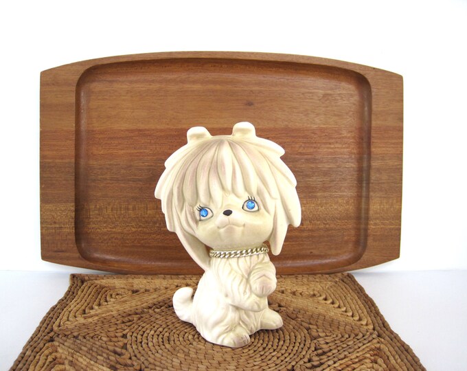 Vintage Ceramic Dog Maltese Bank Chain Collar Figurine Lego Japan Mod ...